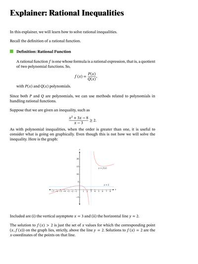 Lesson: Rational Inequalities | Nagwa