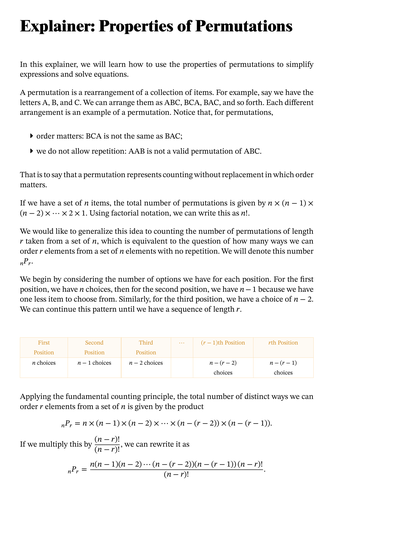 Lesson: Properties of Permutations | Nagwa