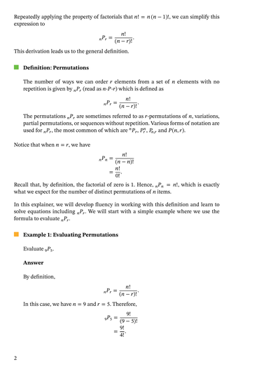 Lesson: Properties of Permutations | Nagwa