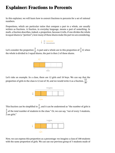 Lesson: Fractions to Percents | Nagwa