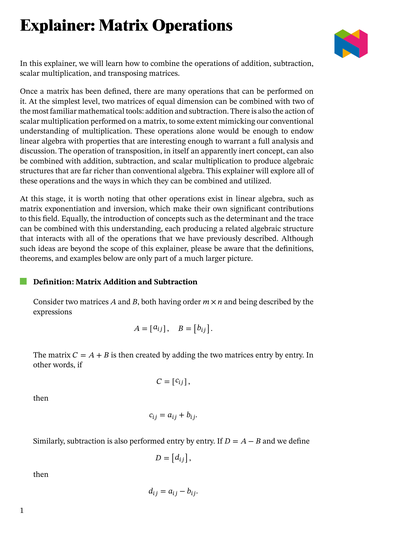 Lesson: Matrix Operations | Nagwa