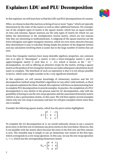 Lesson: LDU and PLU Decomposition | Nagwa