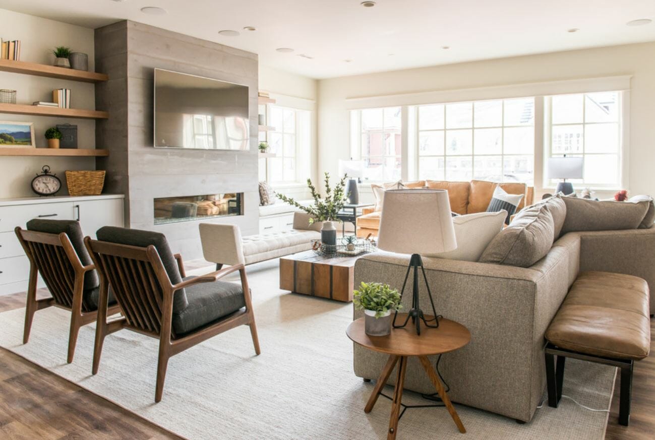 Transitional Neutral Living Room Transformation | Decorilla