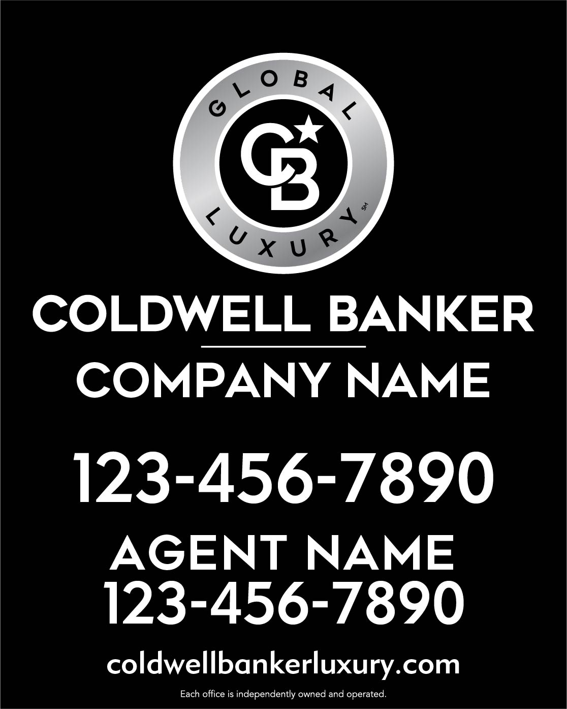 Coldwell Banker Global Luxury Model 30X24H_GLA2_BSL_280 in | Dee Sign®