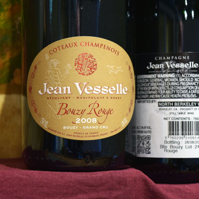 Jean Vesselle Bouzy Rouge Coteaux Champenois Grand Cru Champagne 2008 ...
