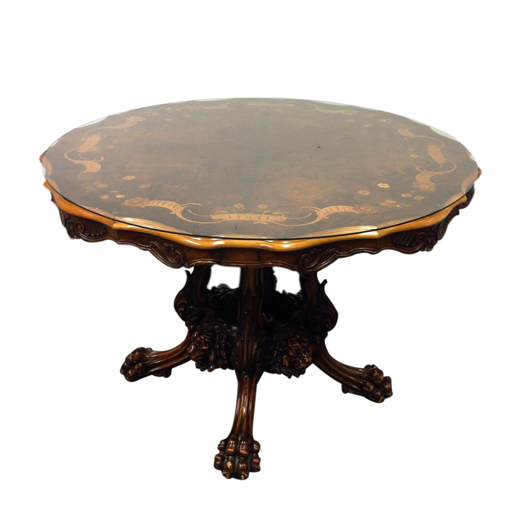 Vintage Inlaid Foyer Table - Design Plus Gallery