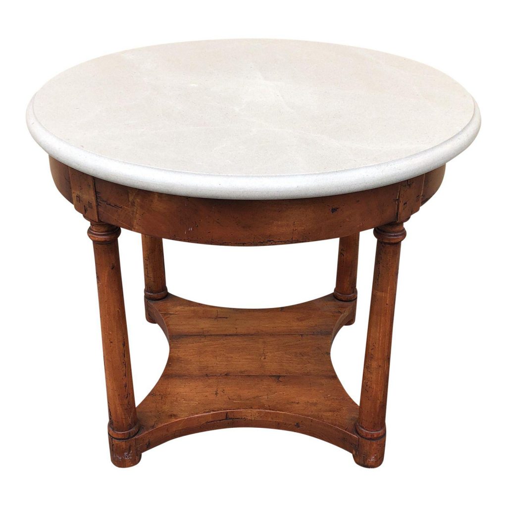 Wood & Stone Round Entry Table - Design Plus Gallery