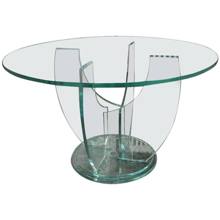 Round Glass Top Table & Glass Base | Design Plus Gallery