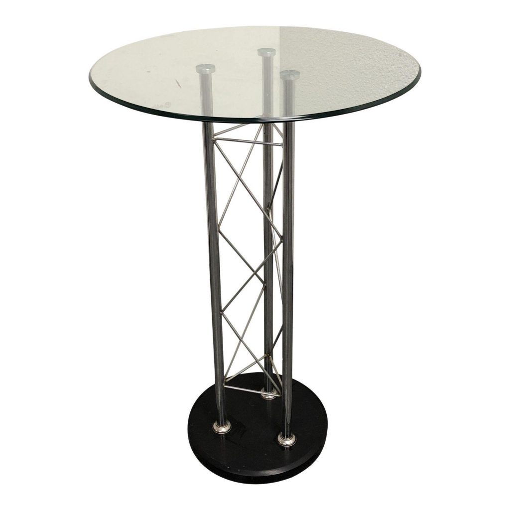 Modern Round Bar Height Glass Top Table | Design Plus Gallery