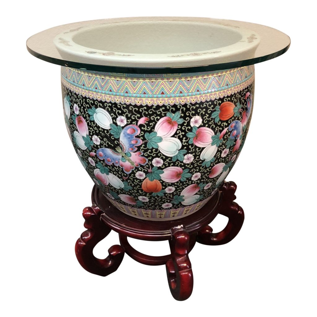 Traditional Koi Pot + Stand With Glass Top - Design Plus Gallery