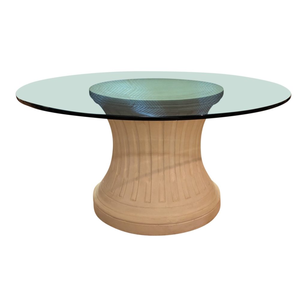 Custom Column & Round Glass Top Table. Original Price: $3,310.00 ...