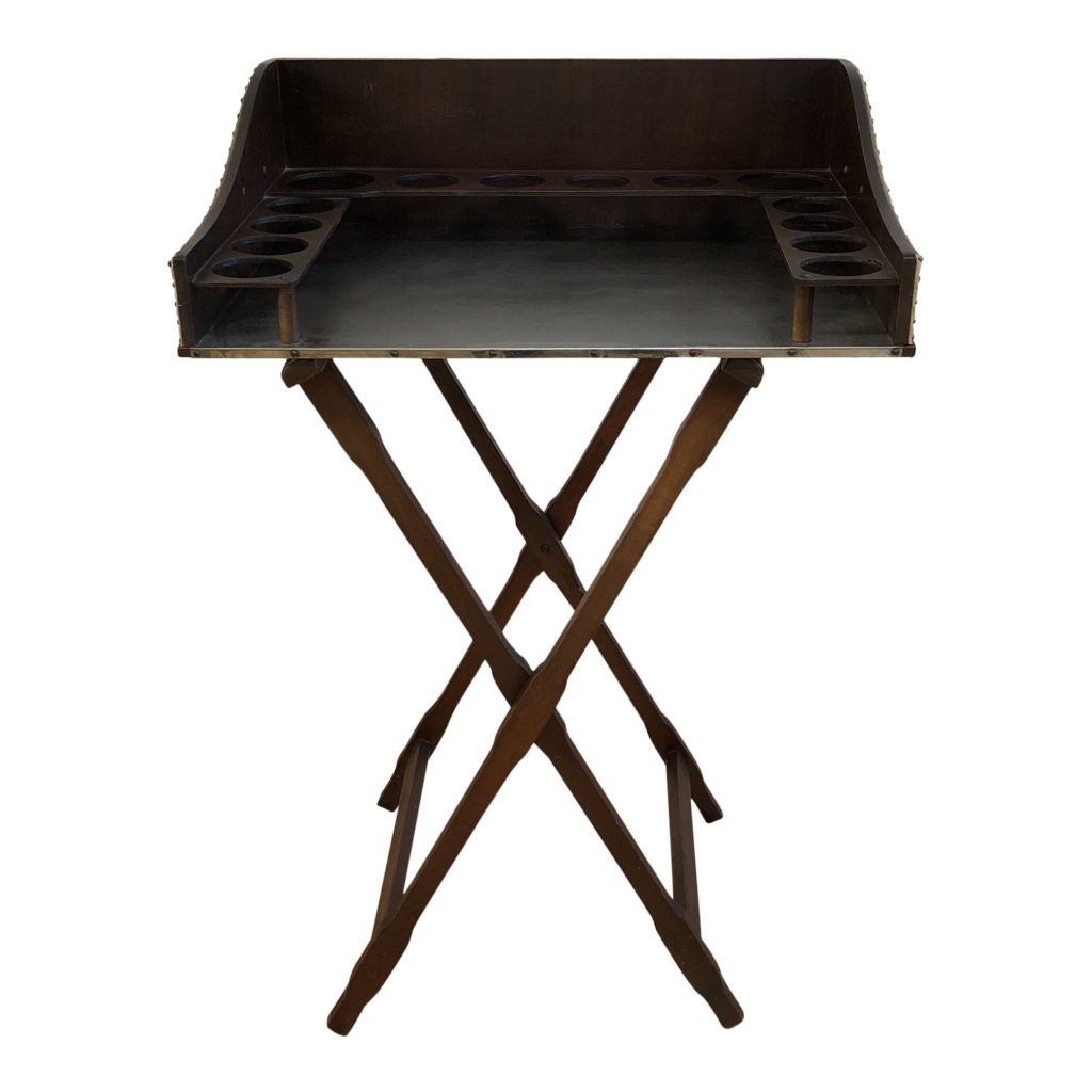 Vintage Wood + Metal Bar Tray Table | Design Plus Gallery