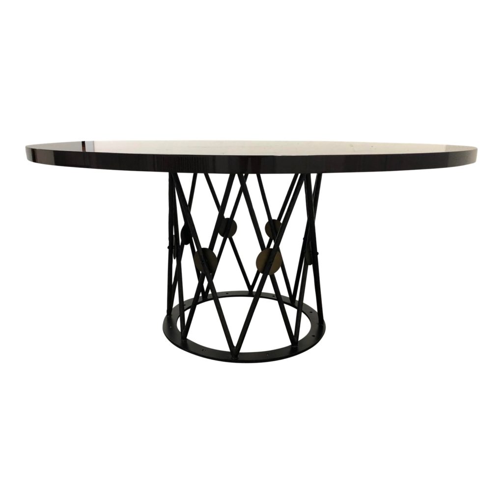 Custom Macassar Starburst Dining Table + Hammered Metal Pedestal ...