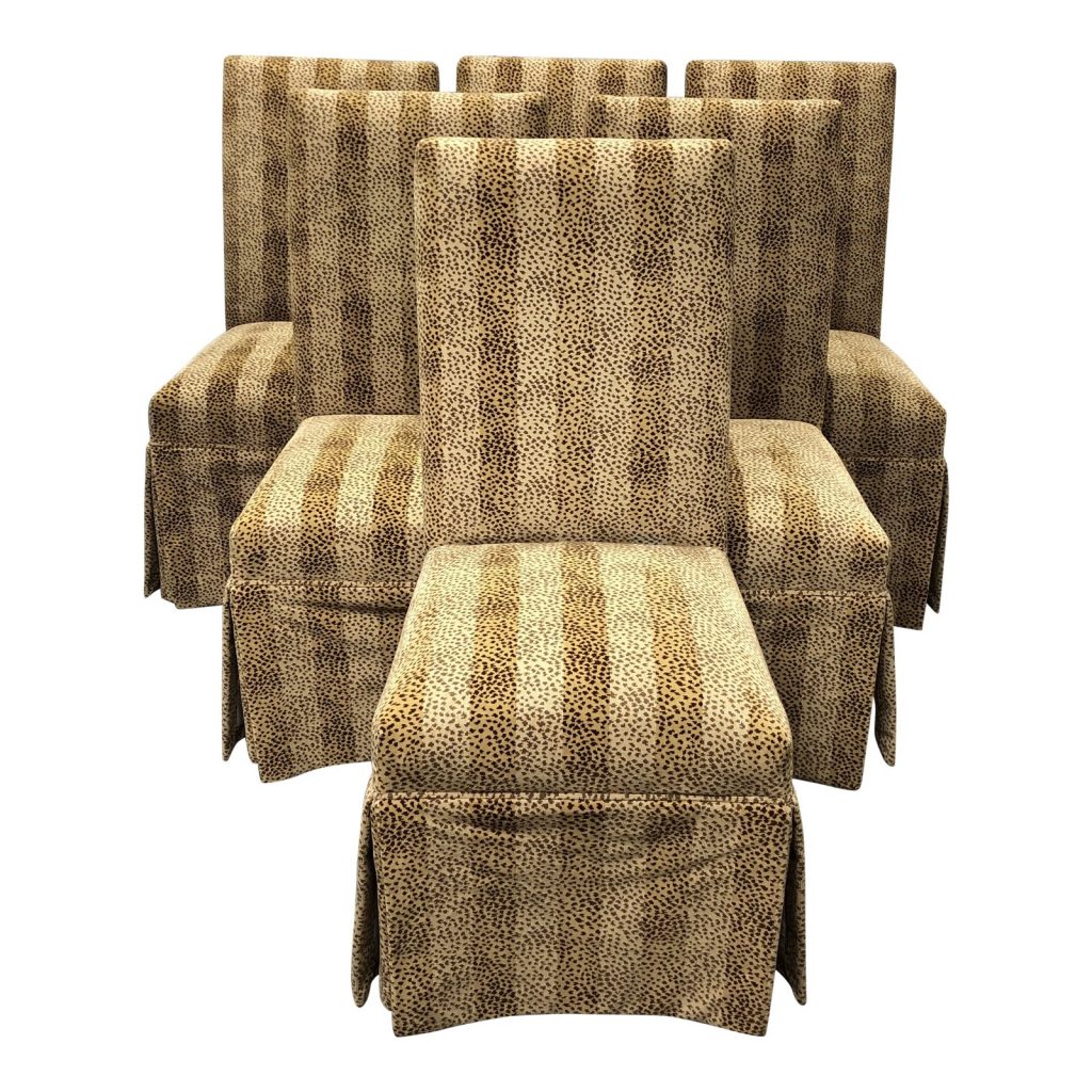 Custom Exotic Print Parsons Chairs, a Set of Six - Design Plus Gallery