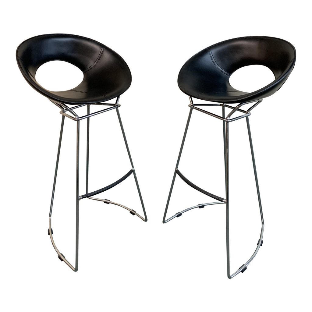 Modern Fasem Leather Apple Juice Bar Stools- A Pair - Design Plus Gallery