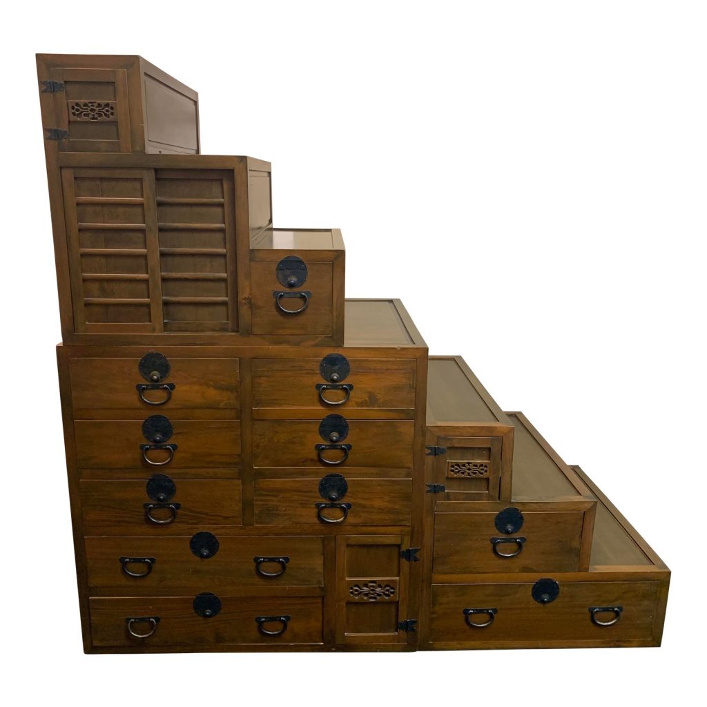 Three Piece Kaidan Style Tansu Two Sided Step Cabinet. Original Price ...