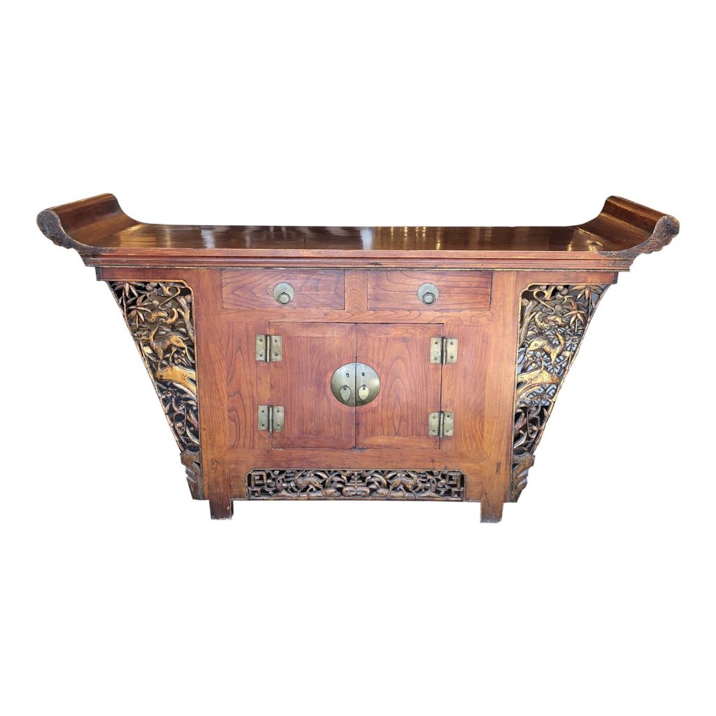Antique Carved Chinese Tongzhi Style Altar Cabinet - Design Plus Gallery