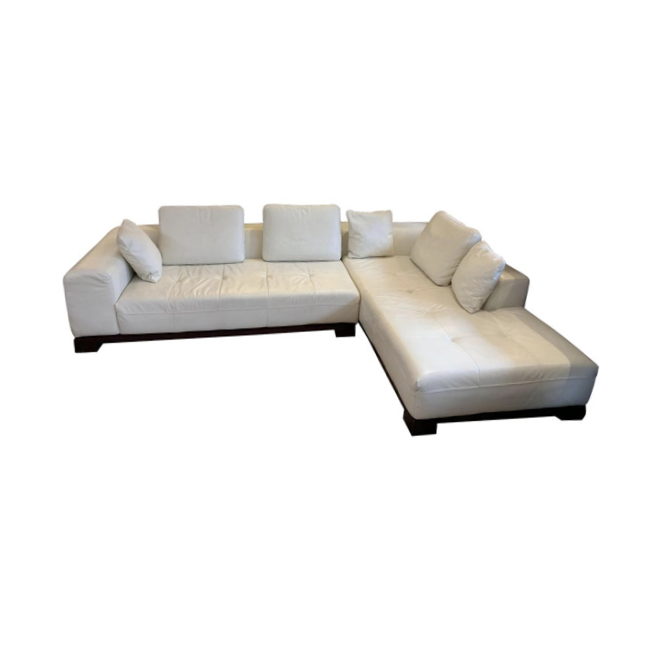 Contemporary Ivory Leather 2pc Sectional | Design Plus Gallery