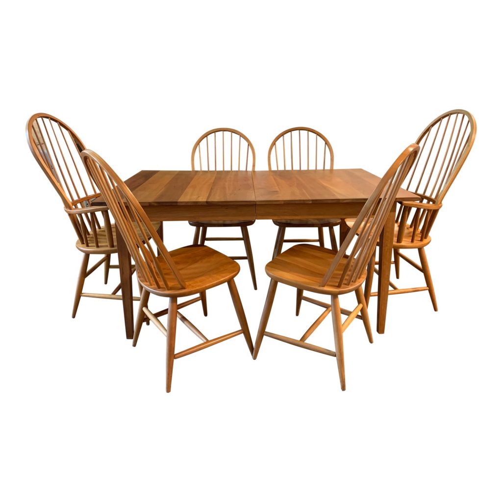 Crate & Barrel Asher Benjamin Cherry Table + Six Chairs Set - Design ...