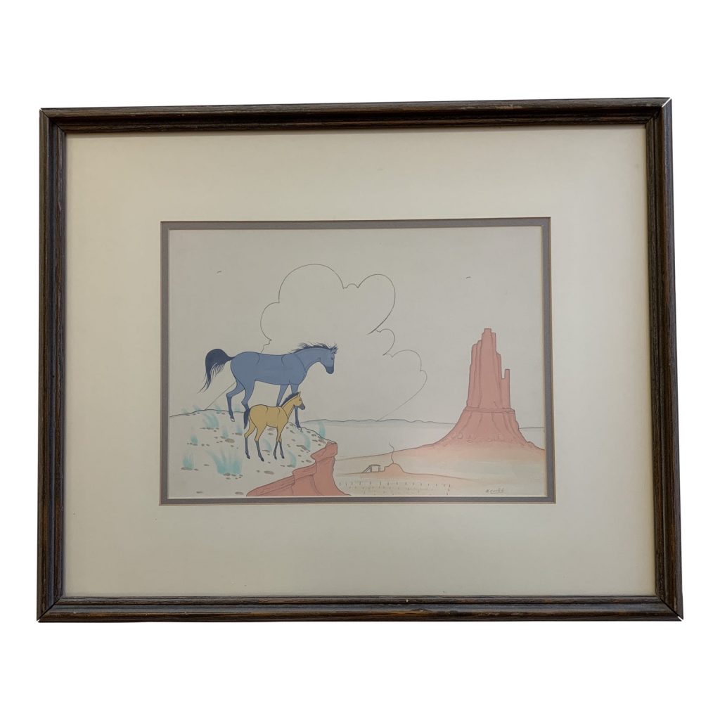 Robert Chee Watercolor + Pencil Original Horses Signed 1970 - Design ...