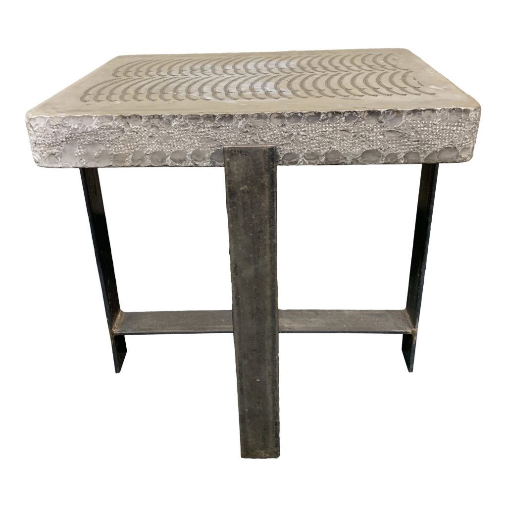 Custom French Lithography on Stone Side Table - Design Plus Gallery
