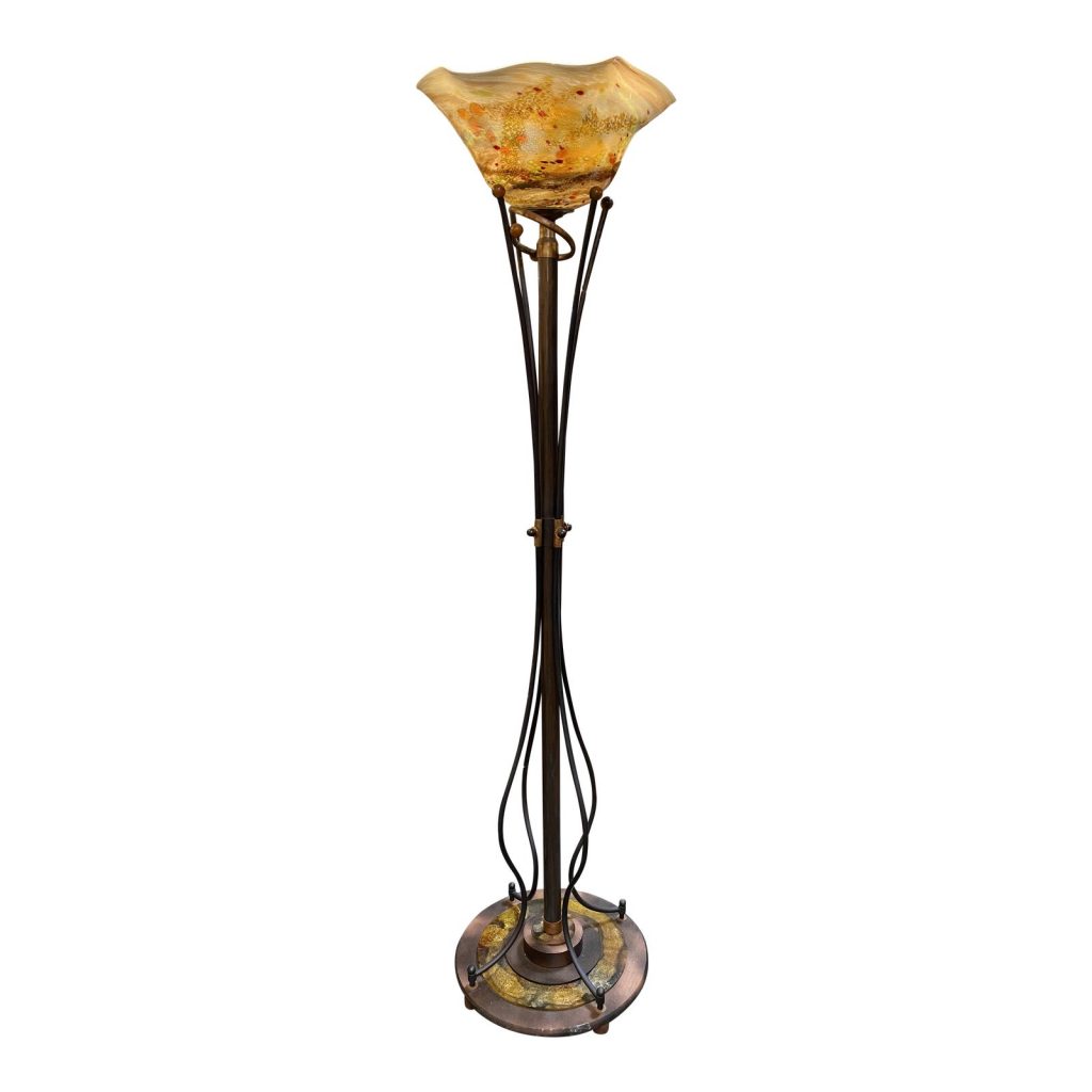 Custom Hand Blown Glass Shade + Copper Base Floor Lamp | Design Plus ...
