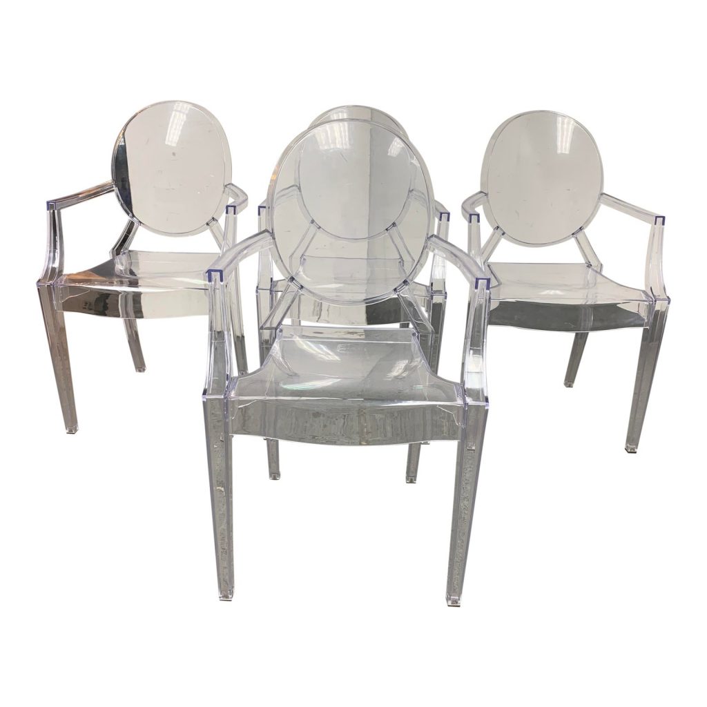 Phillipe Starck Style Ghost Arm Chairs - Set of Four - Design Plus Gallery