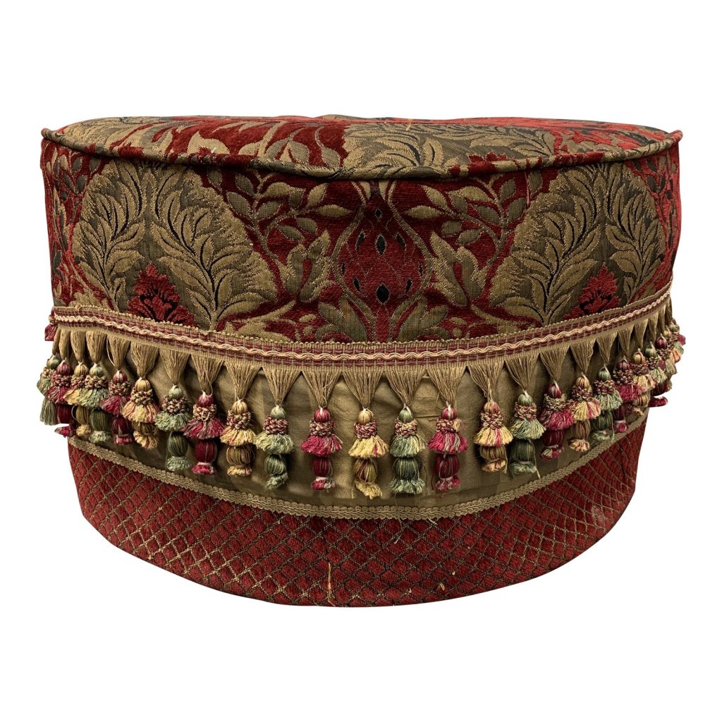 Custom Round Tufted Ottoman + Fringe - Design Plus Gallery