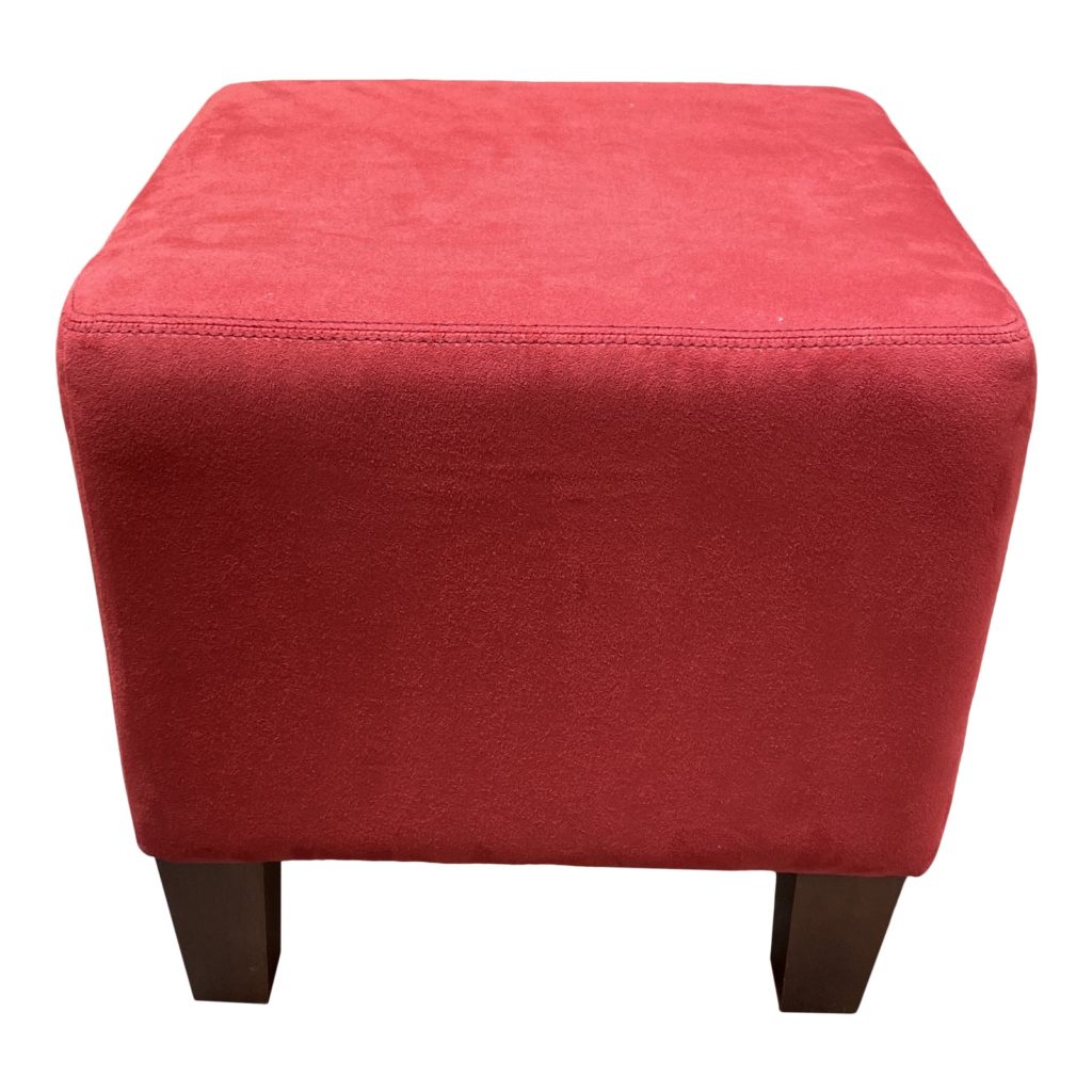 American Upholstery Red Suede Cube Ottoman | Design Plus Gallery