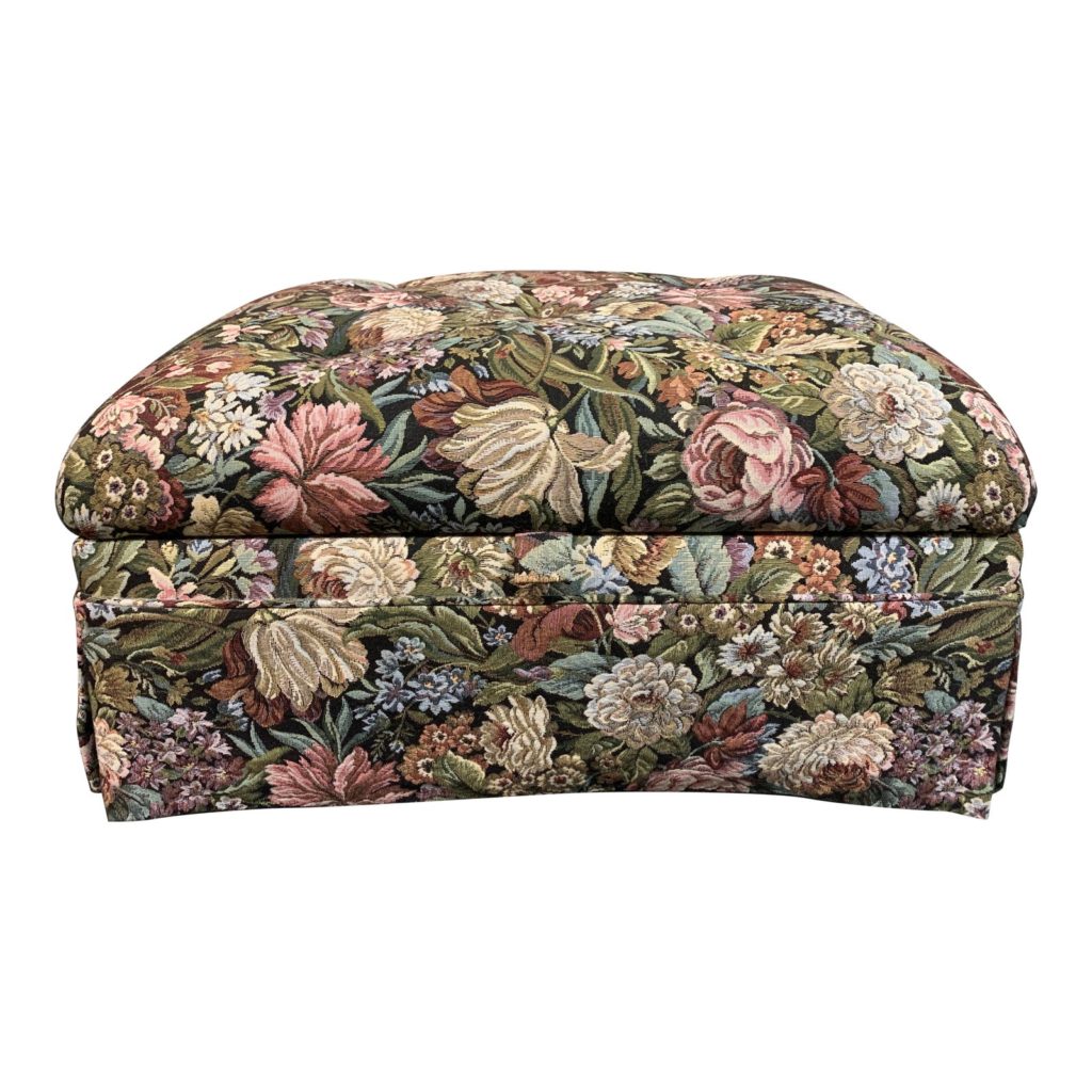 Custom Floral Tapestry Storage Ottoman | Design Plus Gallery