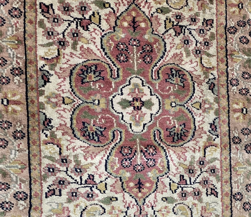 Hand Knotted Pink Silk Area Rug - 2′ × 8′2″ - Design Plus Gallery