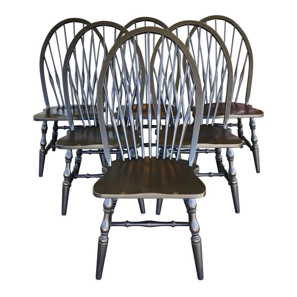 Kli Logatech Black Distressed Windsor Chairs - Set of Six - Design Plus ...