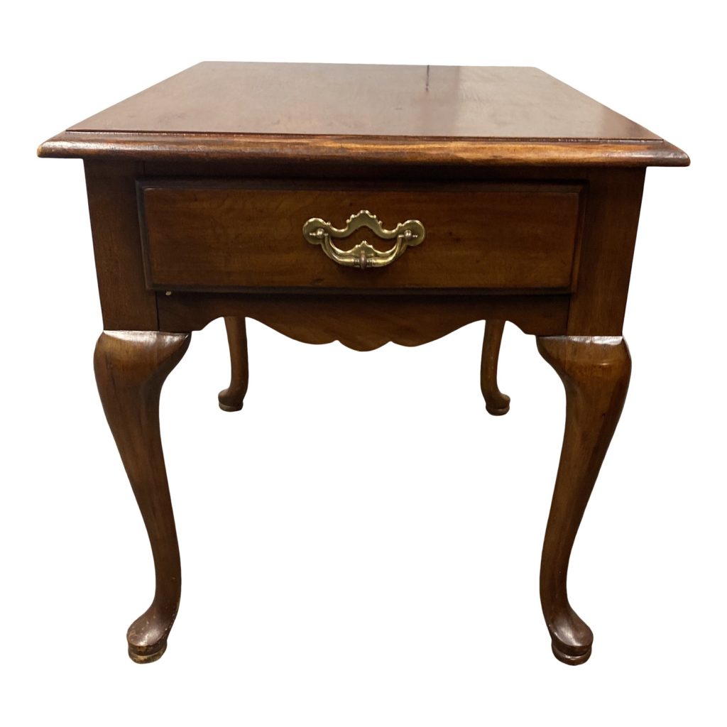Late 20th Thomasville Cabriole Leg Side Table + Drawer - Design Plus ...
