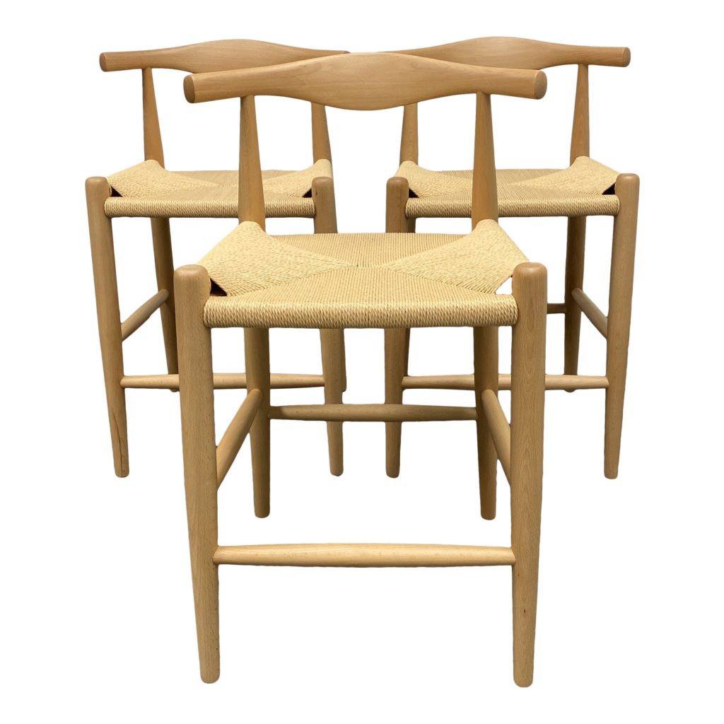 Inmod Hans Wegner Style Elbow Bar Counter Stools - Set of Three ...