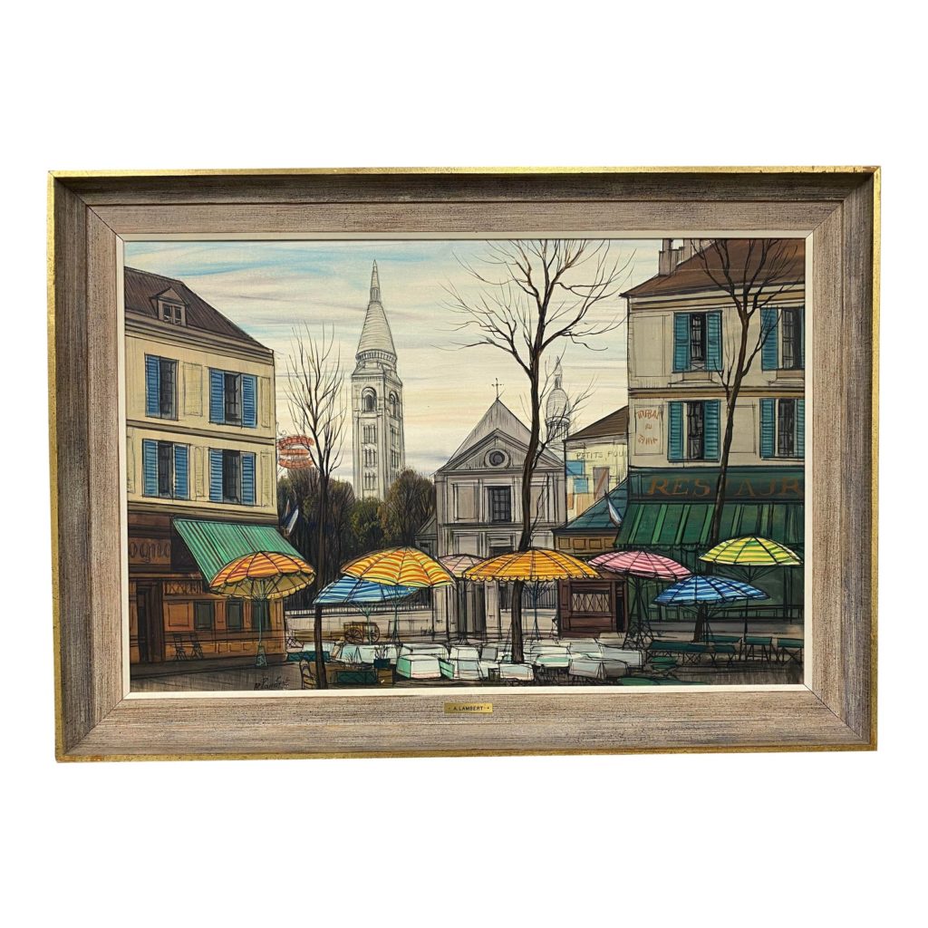 A. P. Lambert Custom Framed Circa 1950's Oil Painting of Place Pigalle ...