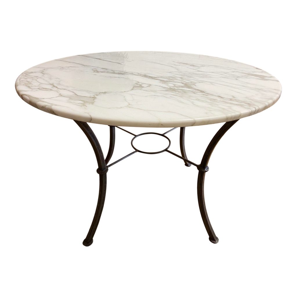 Late 20th Century Custom Design Marble + Wrought Iron Table - Design ...