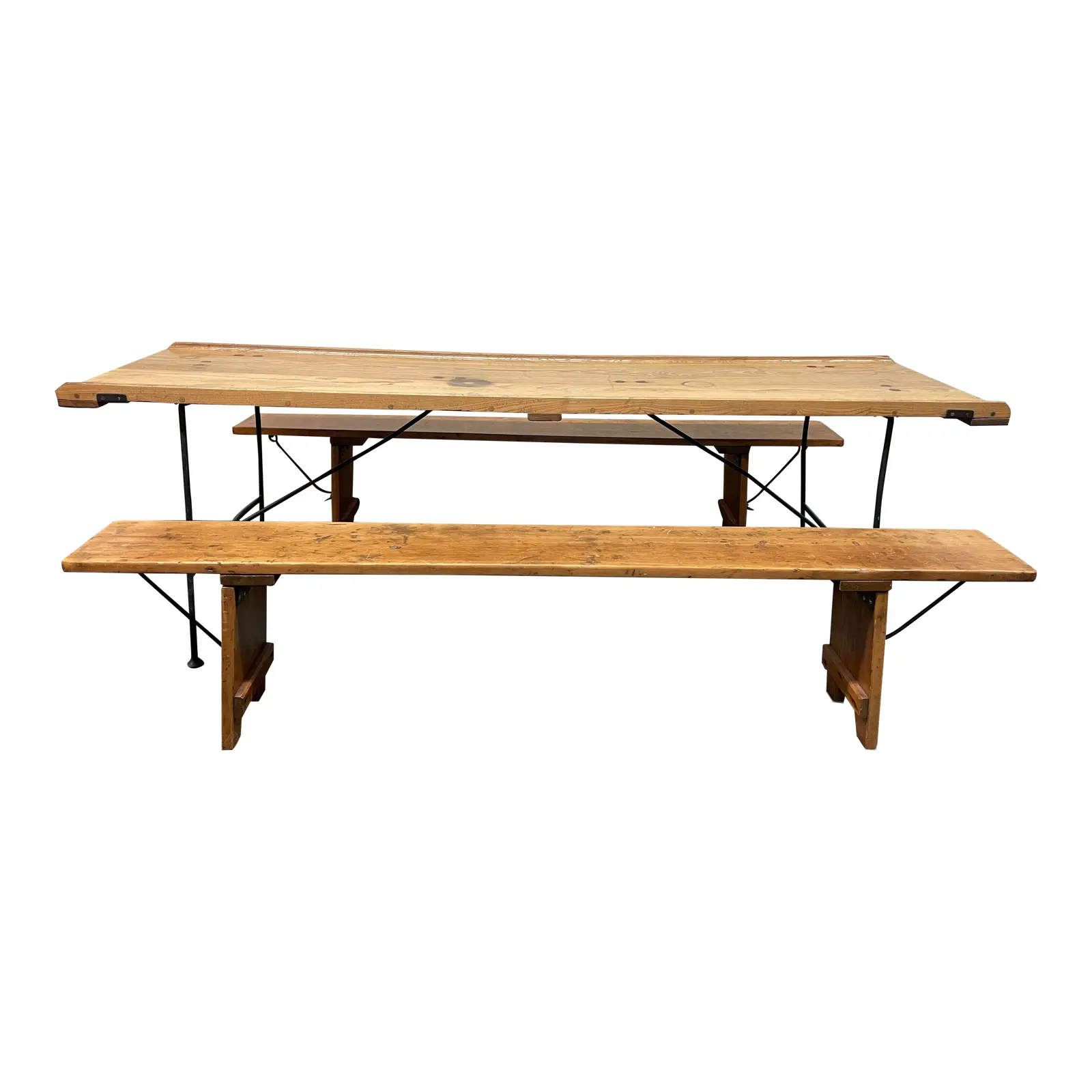 Antique Ship'sTable + 2 Benches - Design Plus Gallery
