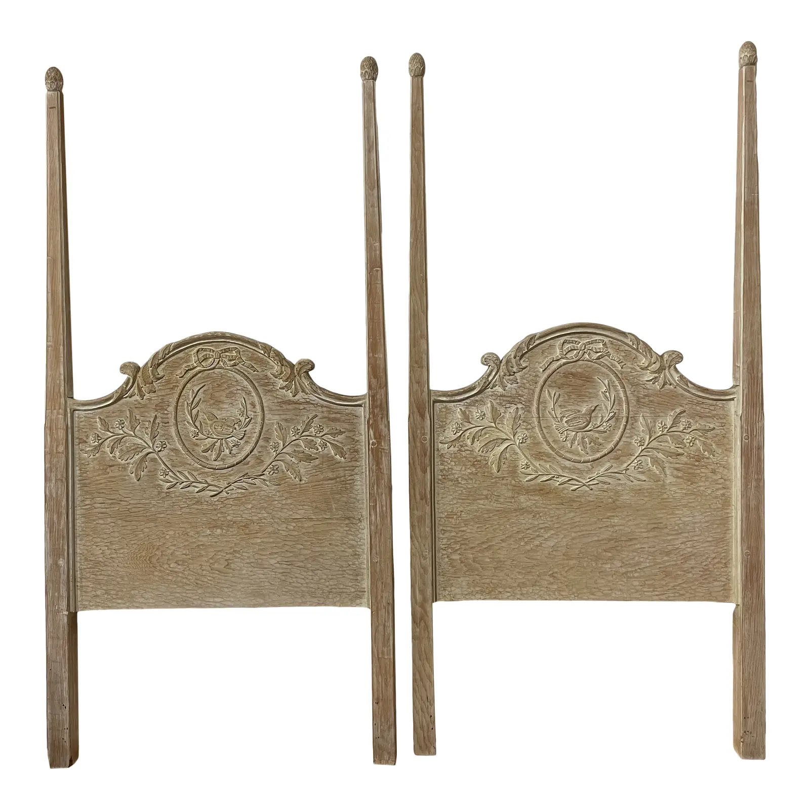 Twin Size Hand Carved French Double Poster Headboards - a Pair - Design ...