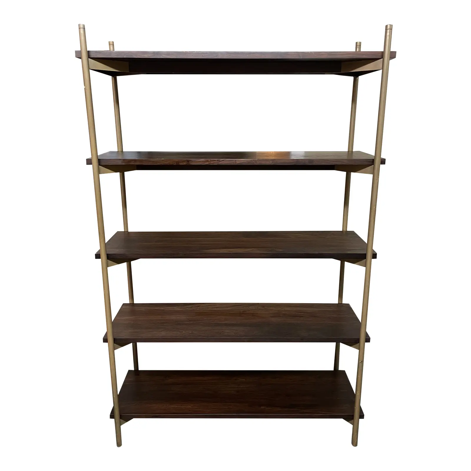contemporary-brass-finished-walnut-bookcase-7692 - Design Plus Gallery