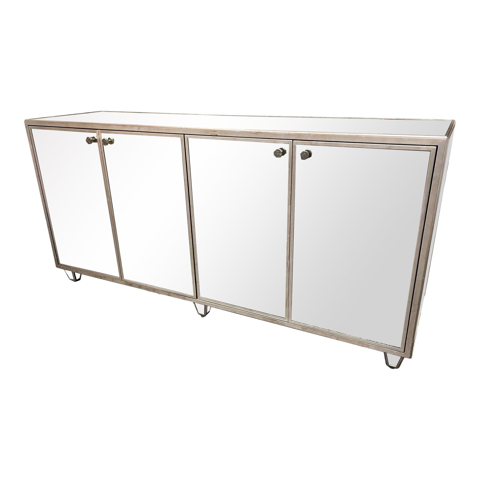 Contemporary Mercury Mirrored Four Door Sideboard - Design Plus Gallery