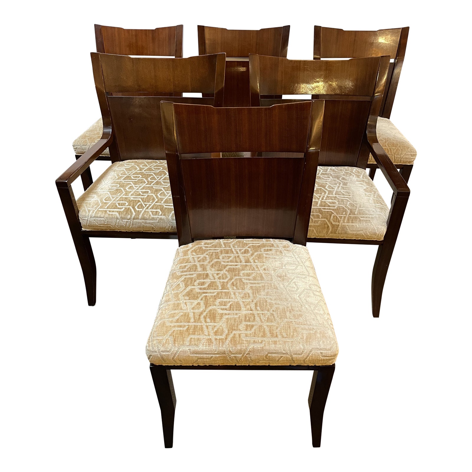Baker Furniture Bill Sofield Dining Chairs + Cut Velvet - Set of Six ...