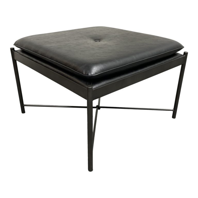 Dovetail Furniture Mid-Century Style Vinyl Metal Base Ottoman - Design ...