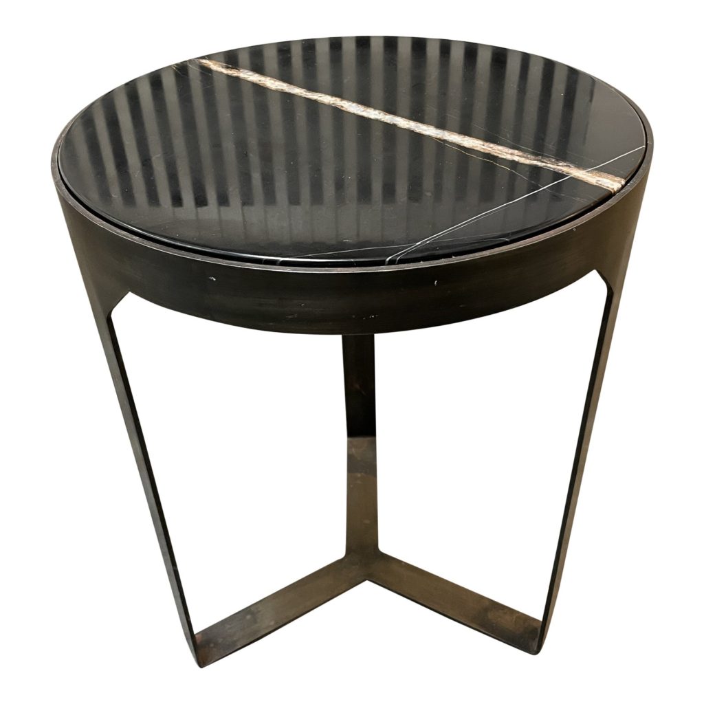 CB2 Stone Top Metal Side Table - Design Plus Gallery