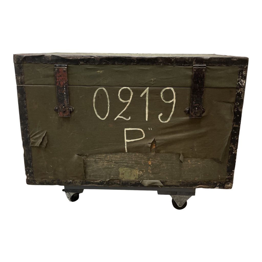 Mid 20th Century Antique Distressed Travel Trunk + Wheels - Design Plus ...