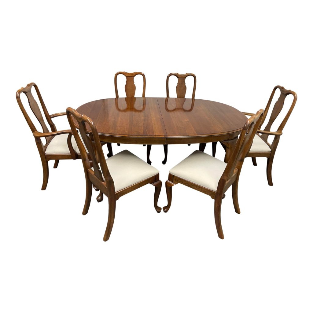 Kling Colonial Chippendale Queen Anne Style Extension Table + Six ...