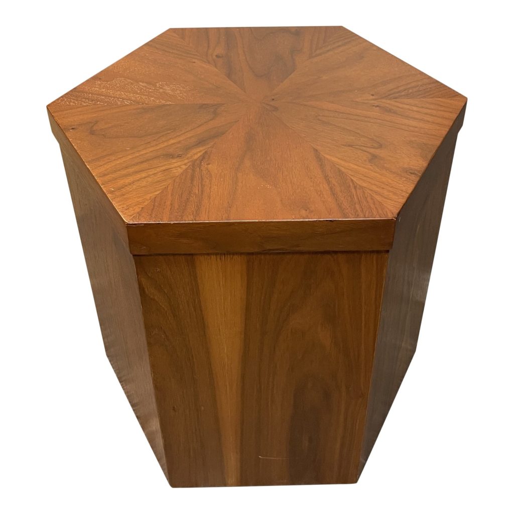 Mid 20th Century Lane Walnut Veneer Hexagonal Side Table - Design Plus ...
