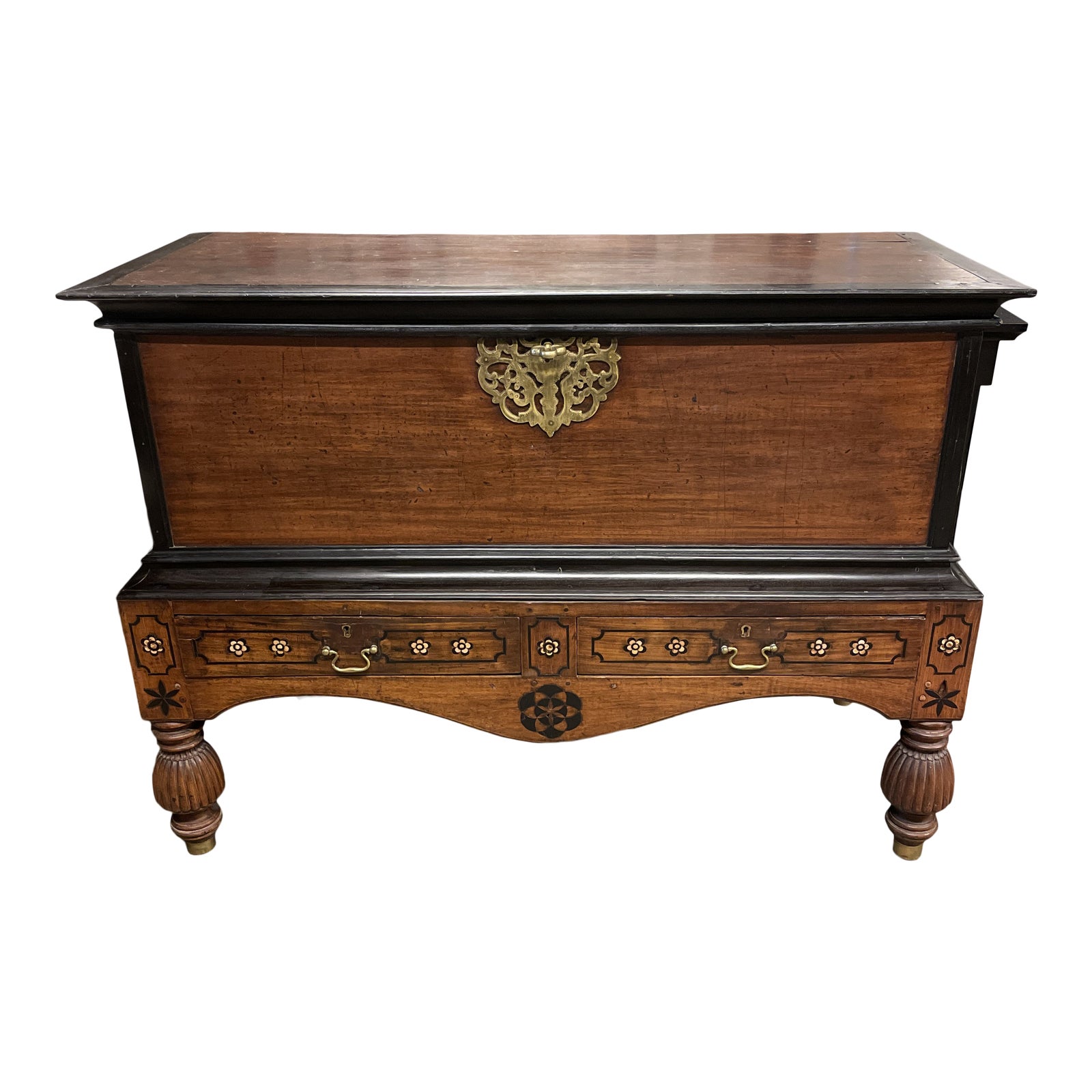 Sri Lankan Ship's Wood Inlay Chest - Design Plus Gallery