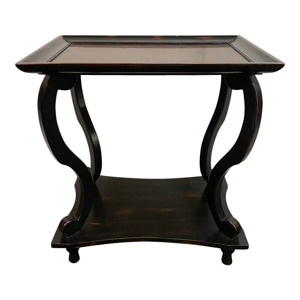 Contemporary Burl Wood Tray Style Side Table - Design Plus Gallery