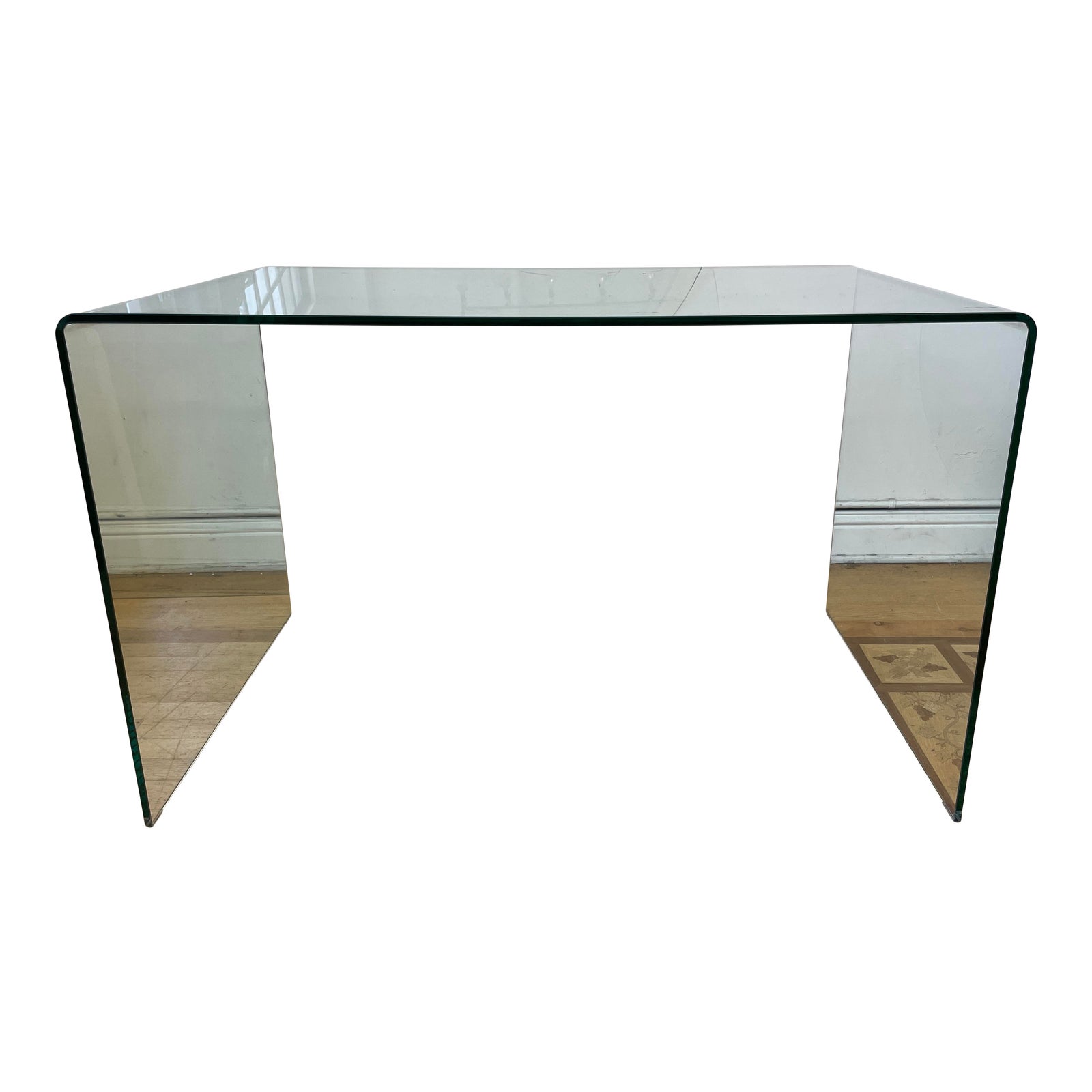 Contemporary Glass Waterfall Console + Desk - Design Plus Gallery