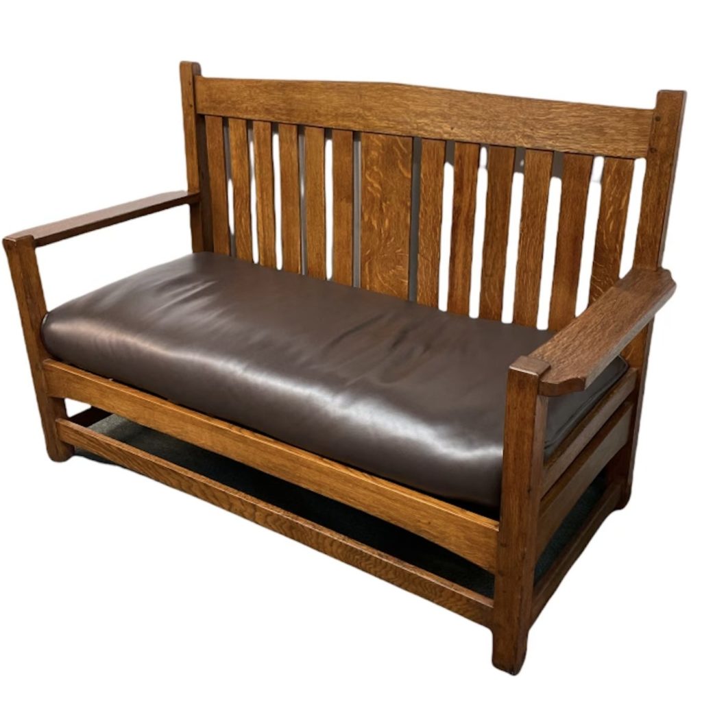 Arts & Craft Mission Style Quarter Sawn Oak + Leather Bench - Design ...